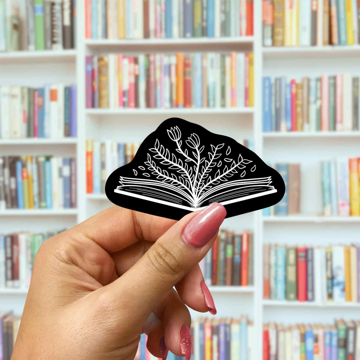 Floral Book Black Background | Spicy Romance Bookish Vinyl Sticker ...